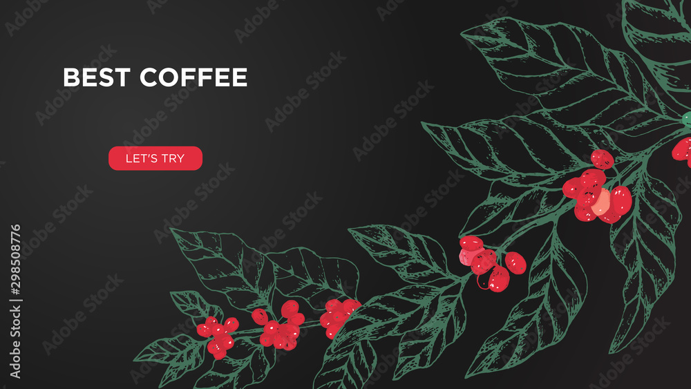 Vector template for coffee business website screen. Concept with coffee ...