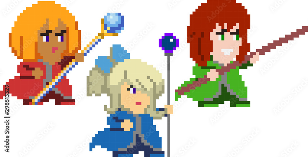 Set of pixel characters in art style Stock Vector | Adobe Stock