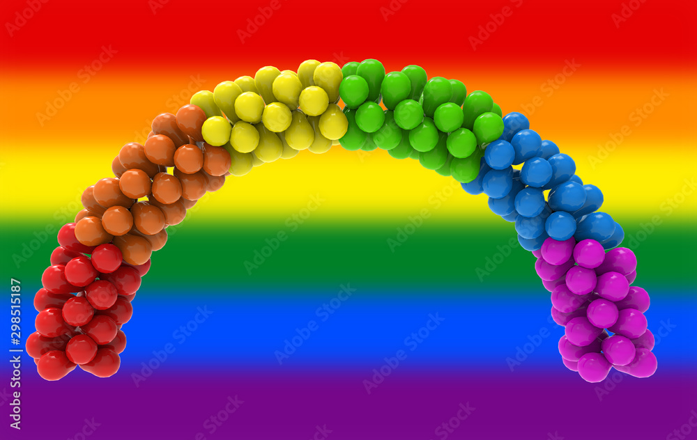 3d rendering. Lgbt color balloon cruve gate design with clipping path ...