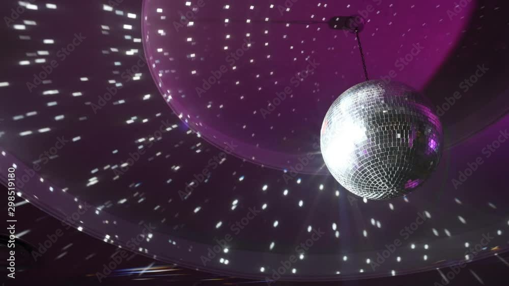 Disco Ball, view from below, from the disco ball beams, stage light ...