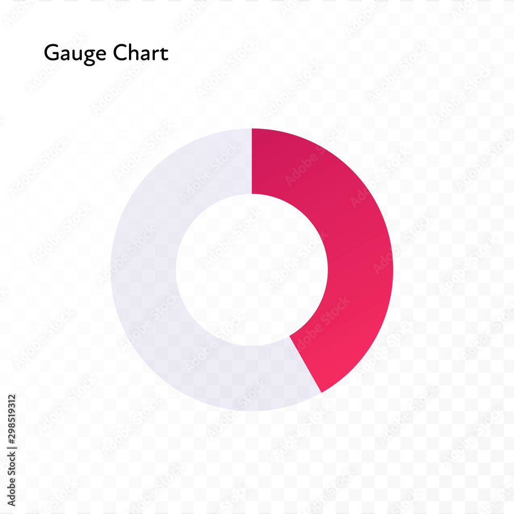 Vector color flat chart diagram icon illustration. Red gauge progress ...