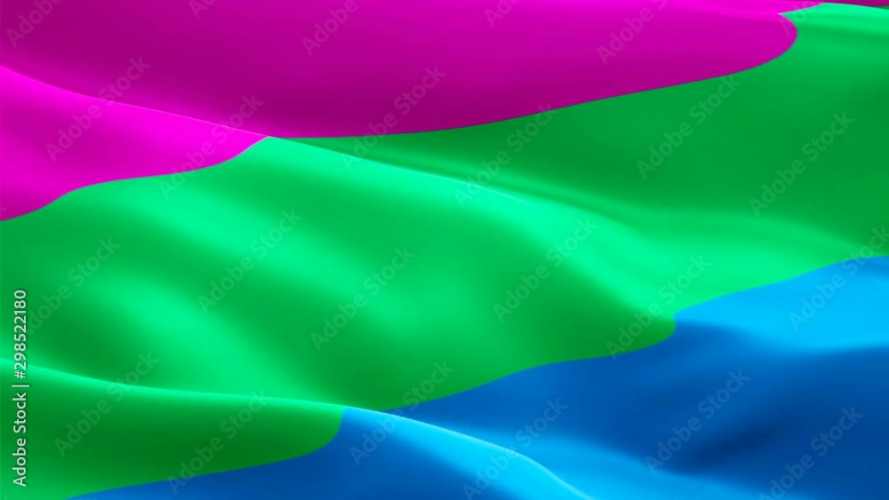 Polysexuality Pride Flag Rainbow flag video waving in wind. gender ...
