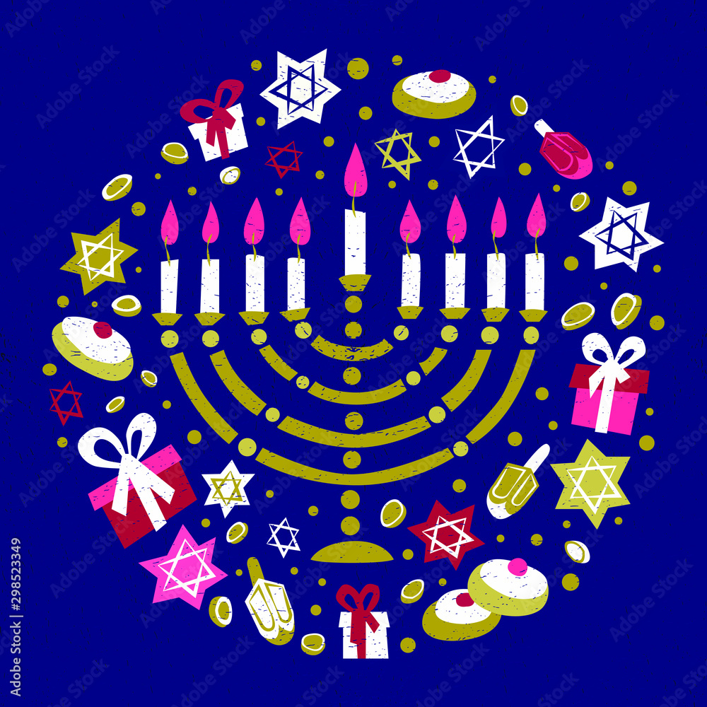 Jewish traditional holiday of light vector typography illustration for ...