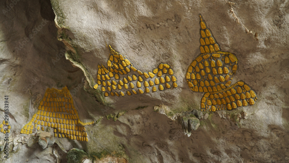 Light falling into the Mahar Sadan Cave in Hpa-An, Myanmar / Burma ...