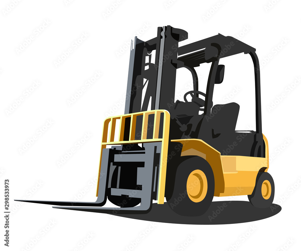 forklift realistic vector illustration isolated Stock Photo | Adobe Stock