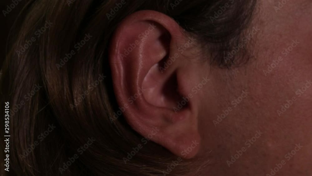Man right ear. Macro extreme close up view of male ear. Concept for ...