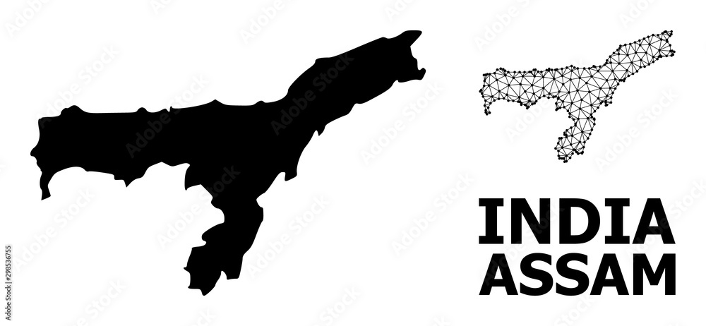Solid and Mesh Map of Assam State Stock Vector | Adobe Stock