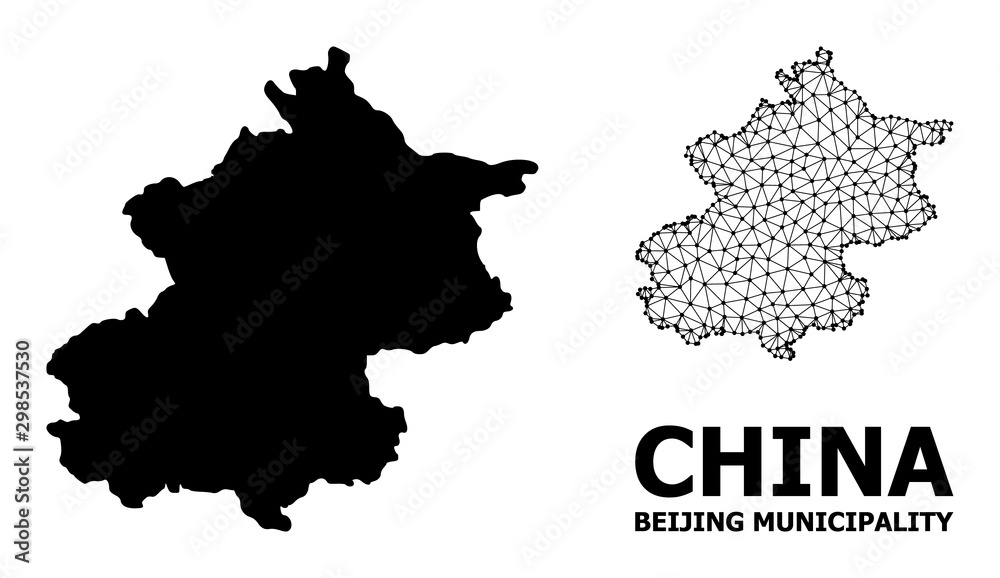 Solid and Network Map of Beijing Municipality Stock Vector | Adobe Stock
