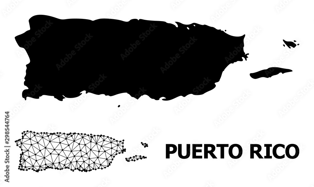 Solid and Carcass Map of Puerto Rico Stock Vector | Adobe Stock