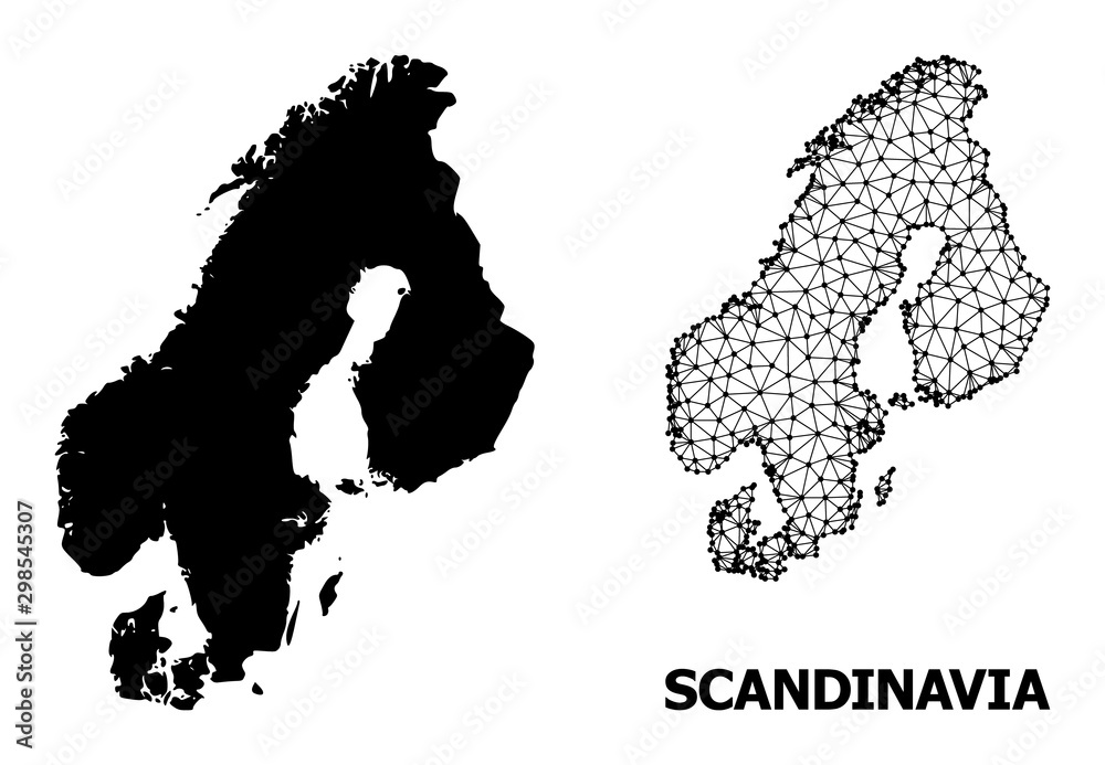 Solid and Wire Frame Map of Scandinavia Stock Vector | Adobe Stock