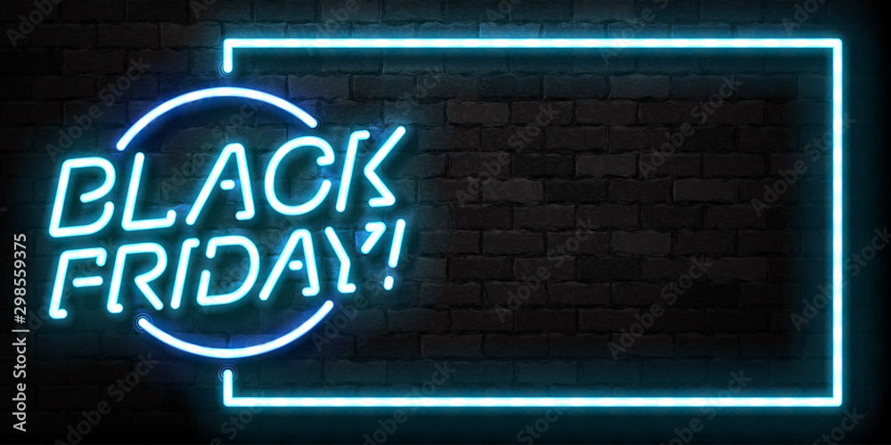 Vector realistic isolated neon sign of Black Friday frame for template ...