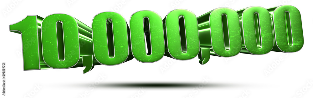 10 million numbers green 3d rendering on white background.(with ...