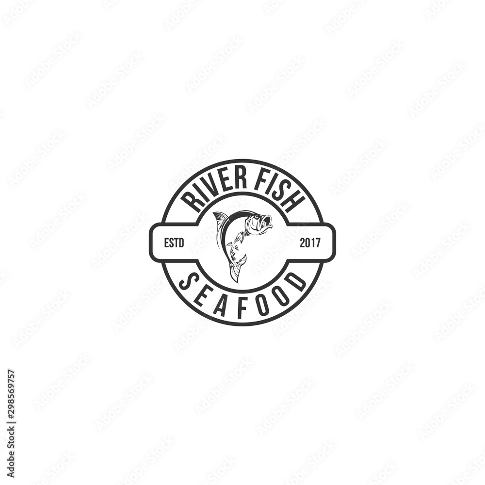 River Fish Seafood Vintage logo design inspiration - vector Stock ...