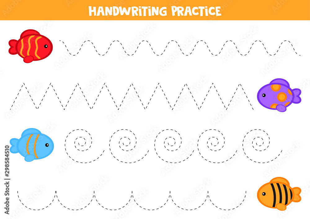 Educational worksheet for preschool kids. Handwriting practice with ...