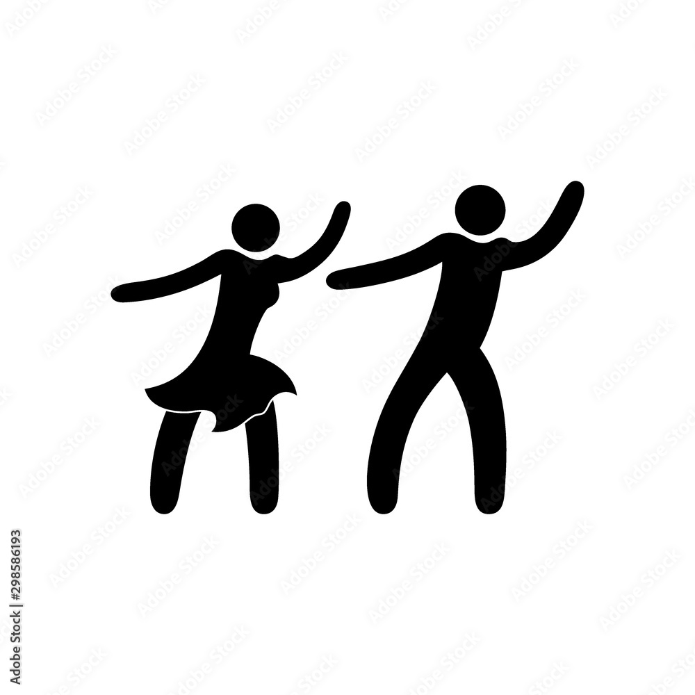 man dancing icon, stick figure people dancers, pictogram couple having ...