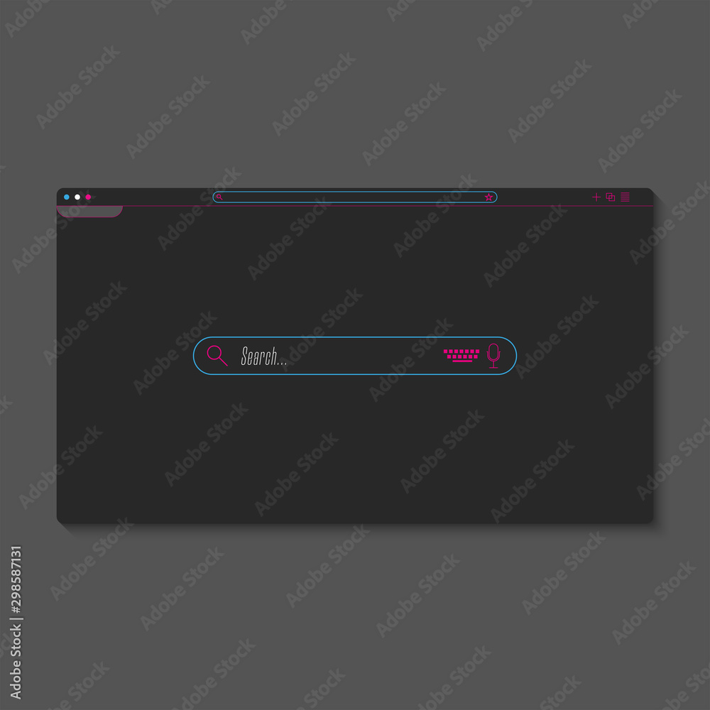 Internet search bar browser window dark theme design element interface ...