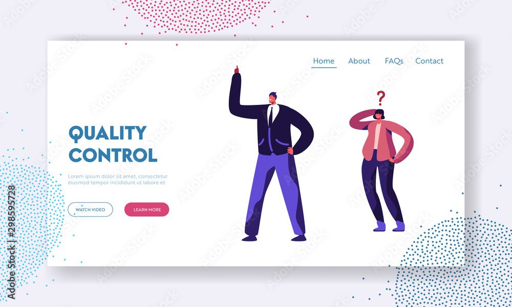 Young Troubled Couple Solving Problem Website Landing Page. Confused ...