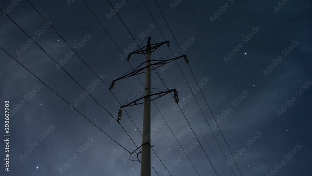 Electric pole and high voltage power transmission line against stars ...