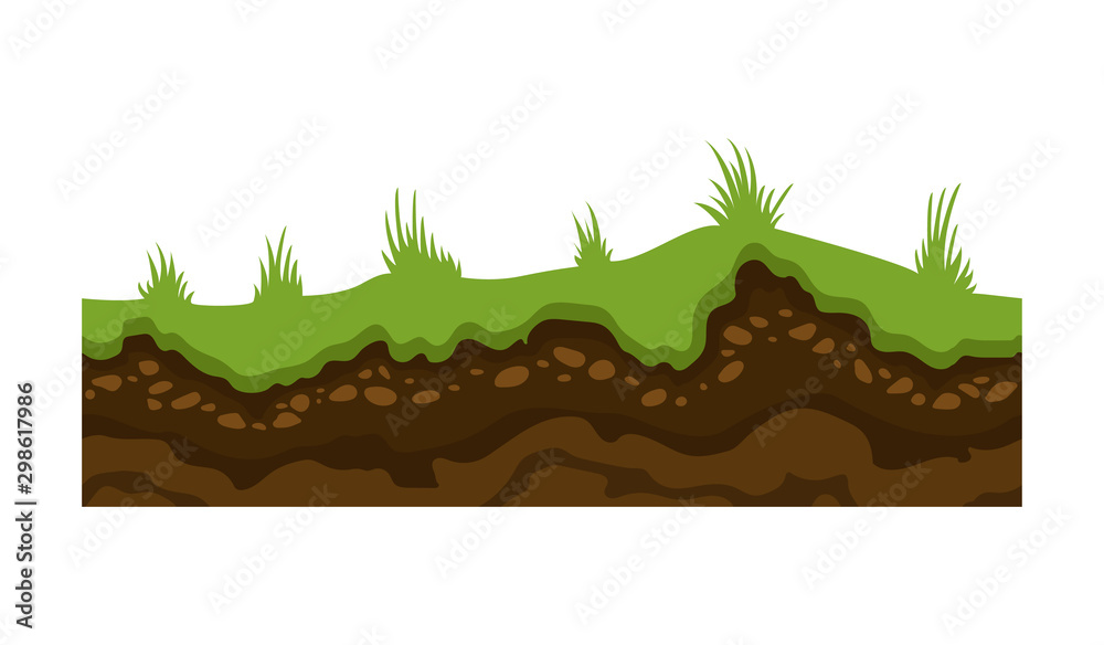Seamless ground, soil and land vector image for UI games. Surface of ...