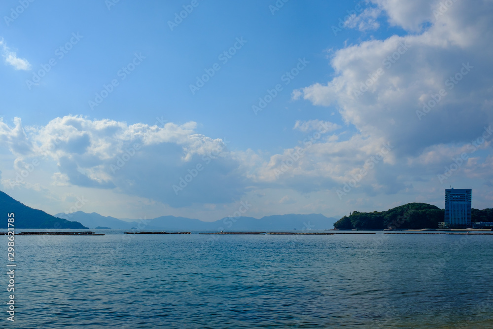 Sea view with transparent water in kanawajima, Hiroshima city in the ...