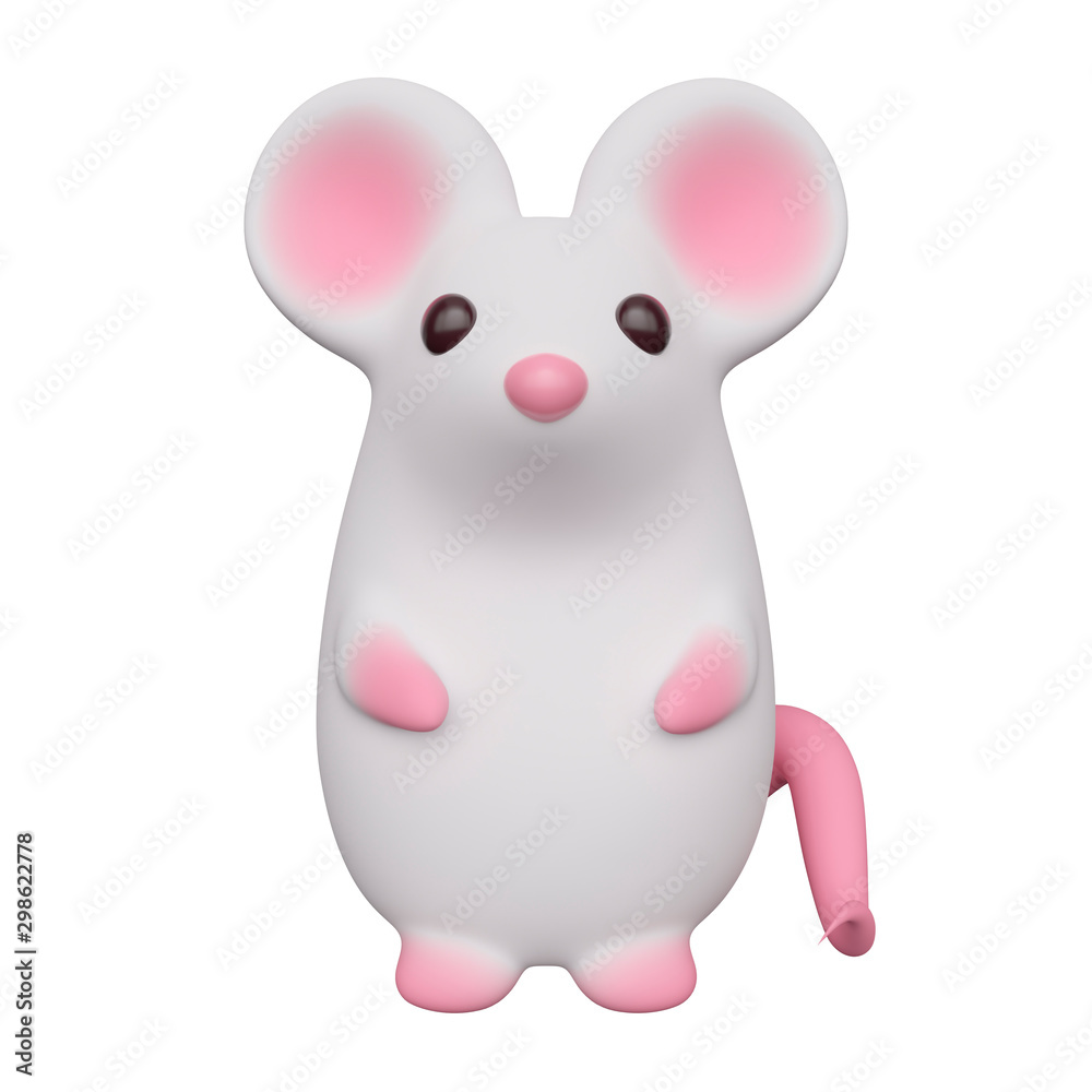 Rat isolated on white background. Cute cartoon character. Front view ...