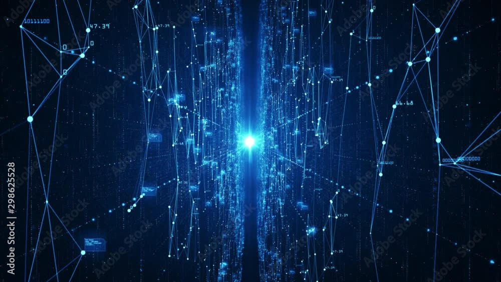 Abstract technology big data background concept. Motion of digital data flow. Transferring of ...