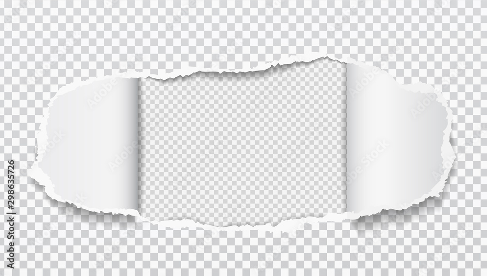 Torn realistic paper hole on squared transparent background. Vector ...