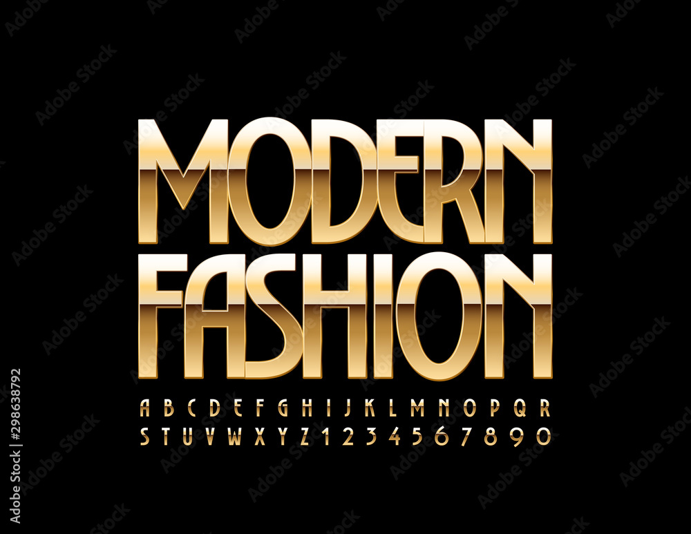 Vector golden Logo Modern Fashion. Luxury Elegant Font. Chic Alphabet ...