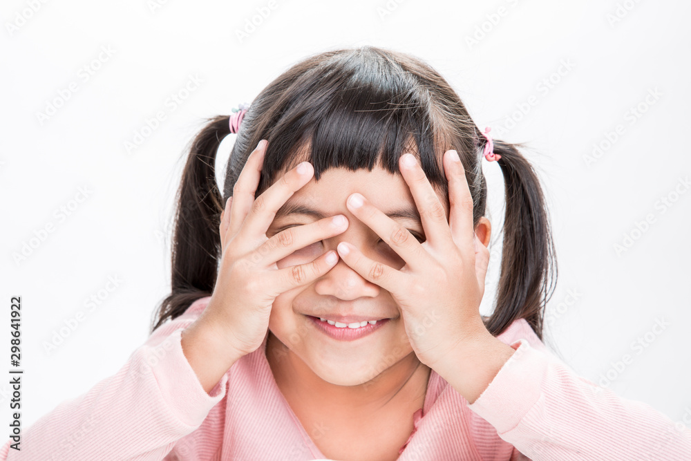 Happy Little girl child showing front teeth with smile and laughing ...