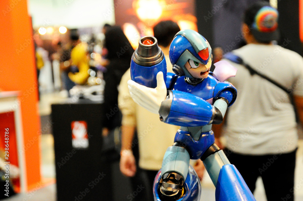 KUALA LUMPUR, MALAYSIA -APRIL 7, 2018: Mega Man scale model fictional ...