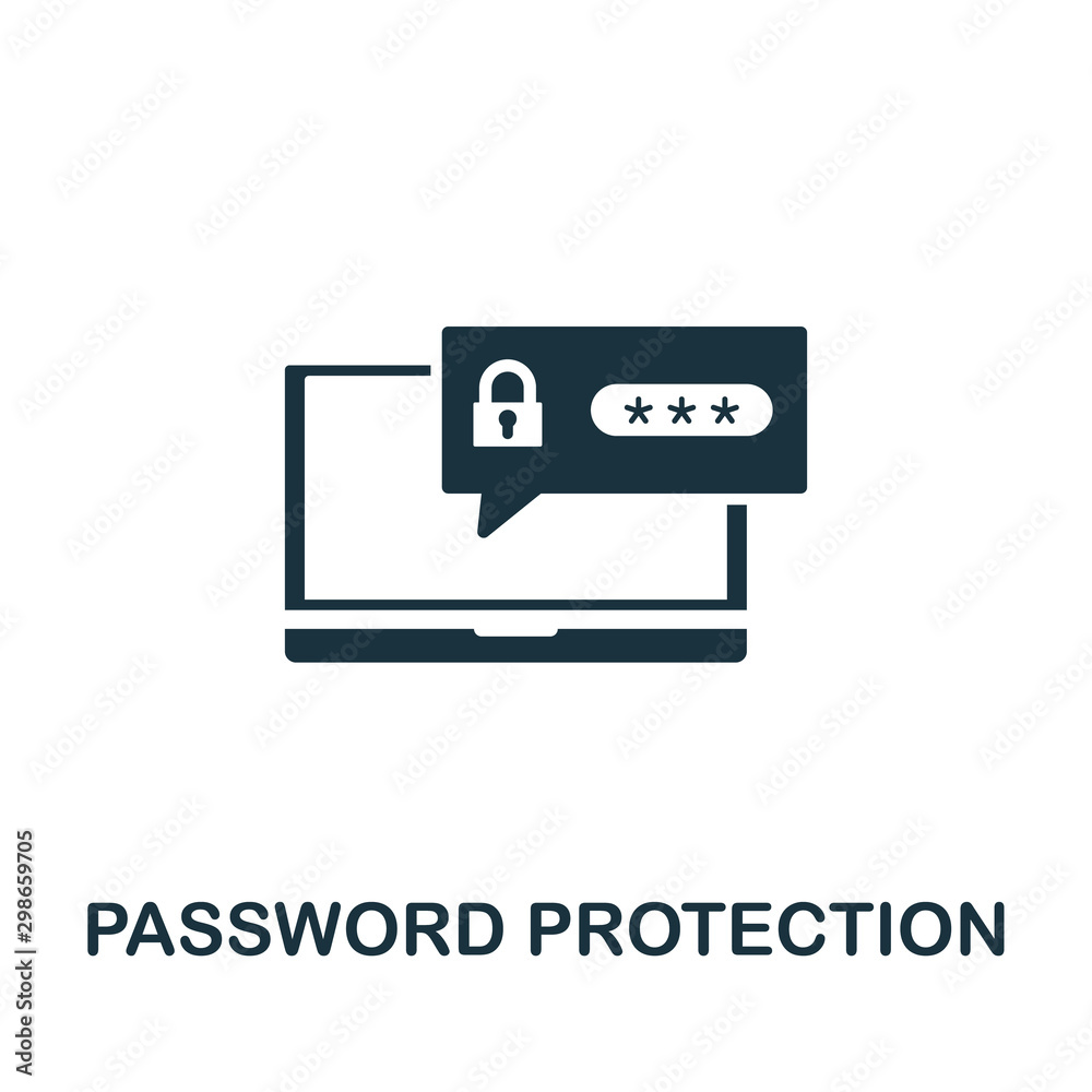 Password Protection vector icon symbol. Creative sign from gdpr icons collection. Filled flat ...