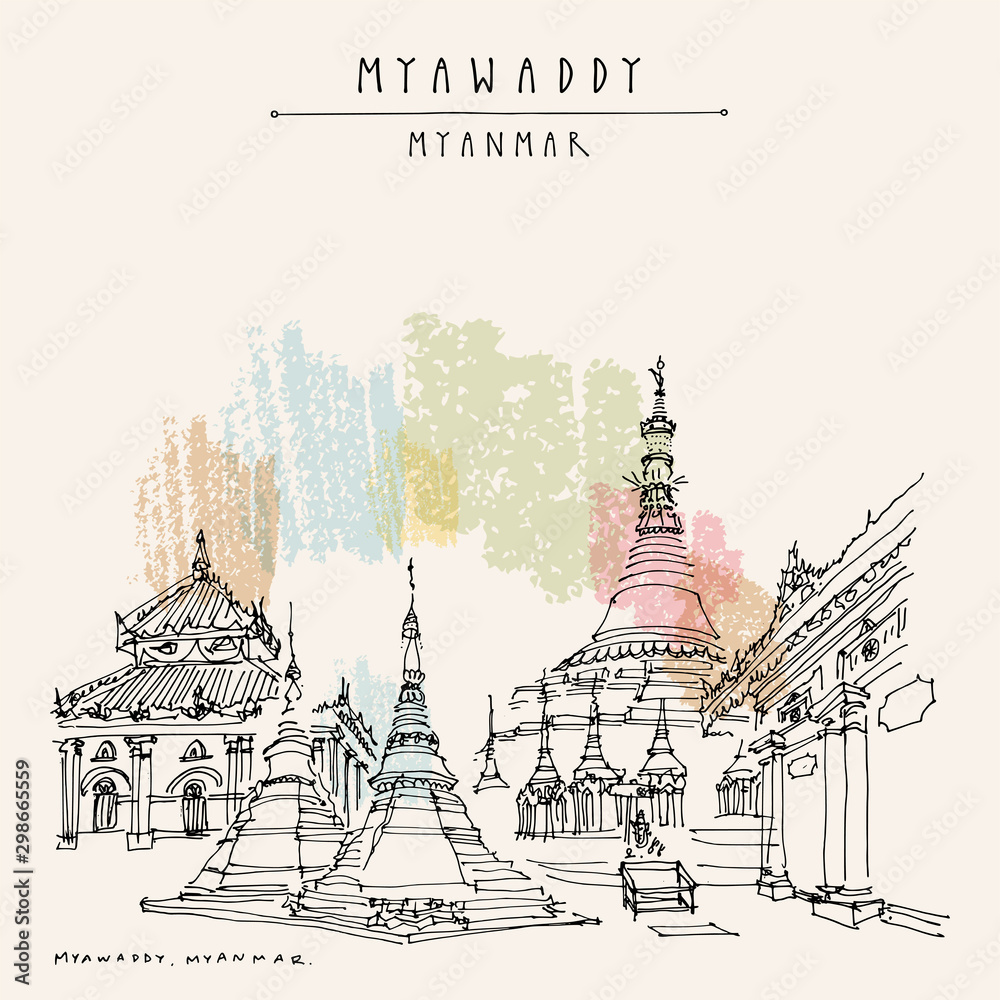 Myawaddy, Kayin (Karen) state, Myanmar (Burma), Southeast Asia. Shwe ...