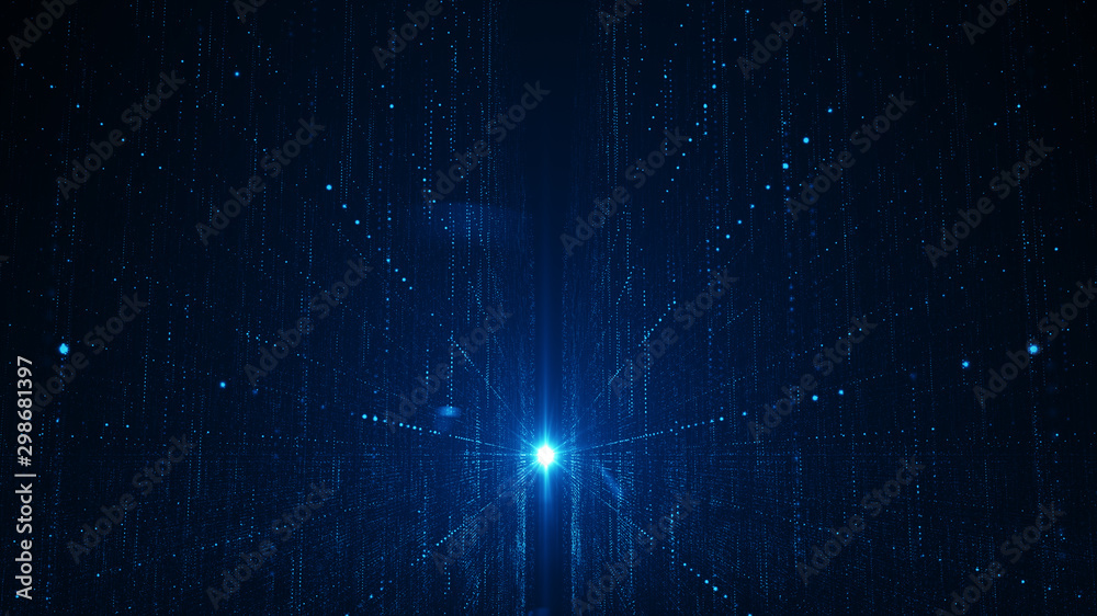 Abstract technology big data background concept. Motion of digital data ...