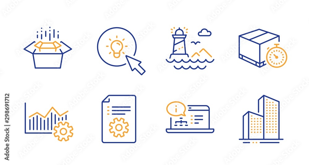 Operational excellence, Online documentation and Lighthouse line icons set. Technical ...