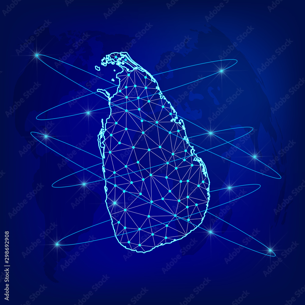 Global logistics network concept. Communications network map Sri Lanka ...