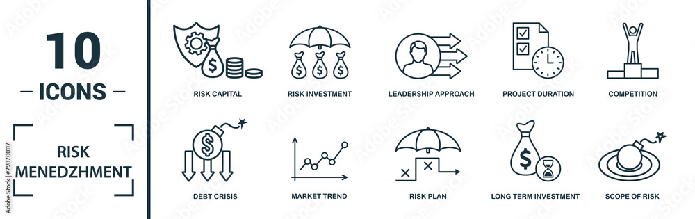 Risk Management icon set. Include creative elements risk management ...