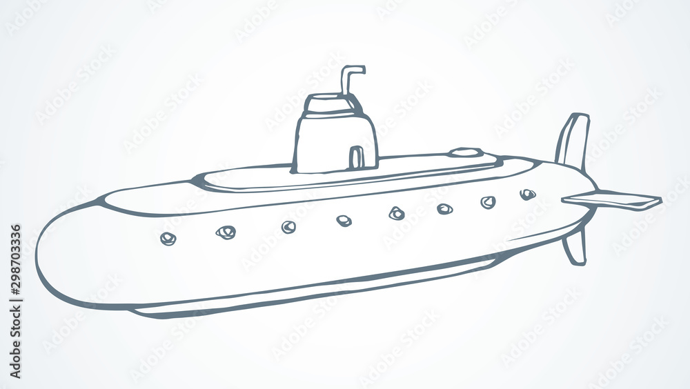 Large modern submarine. Vector drawing Stock Vector | Adobe Stock