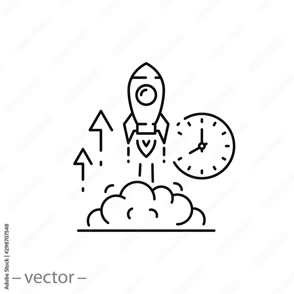 launch rocket startup icon, startup time, inspiration concept ...