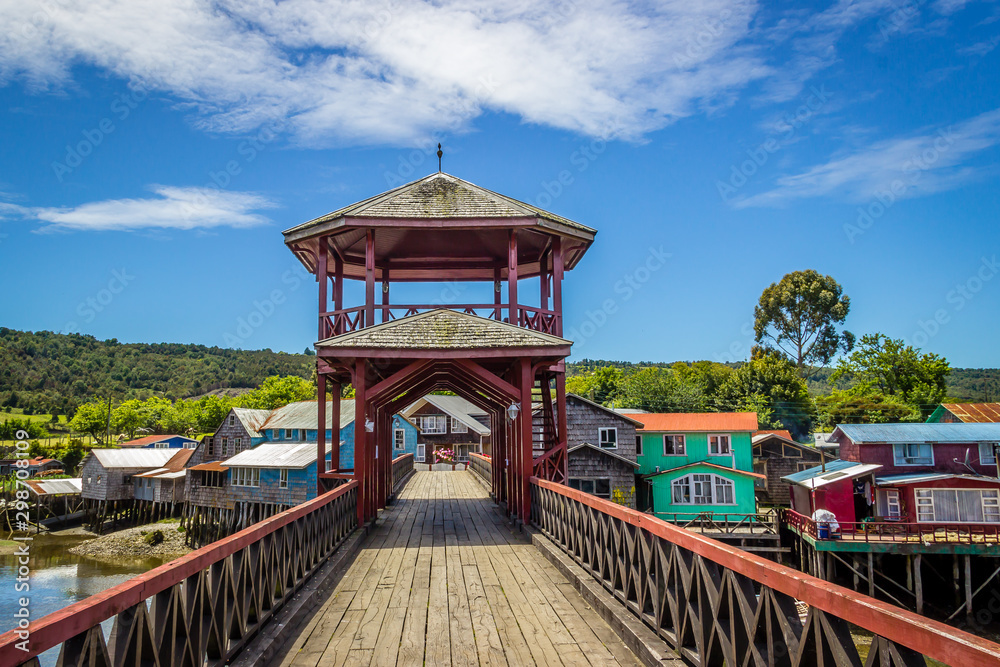 Mechuque, Chiloe Archipelago, Chile - Bridge and Stilt Houses ...