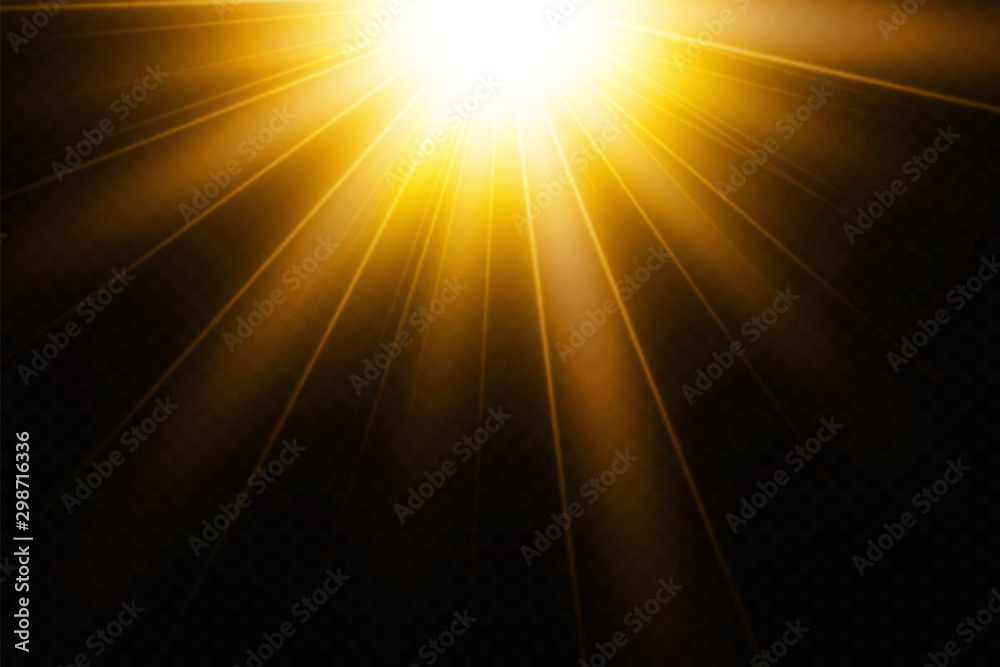 White glowing light explodes on a transparent background. with ray ...