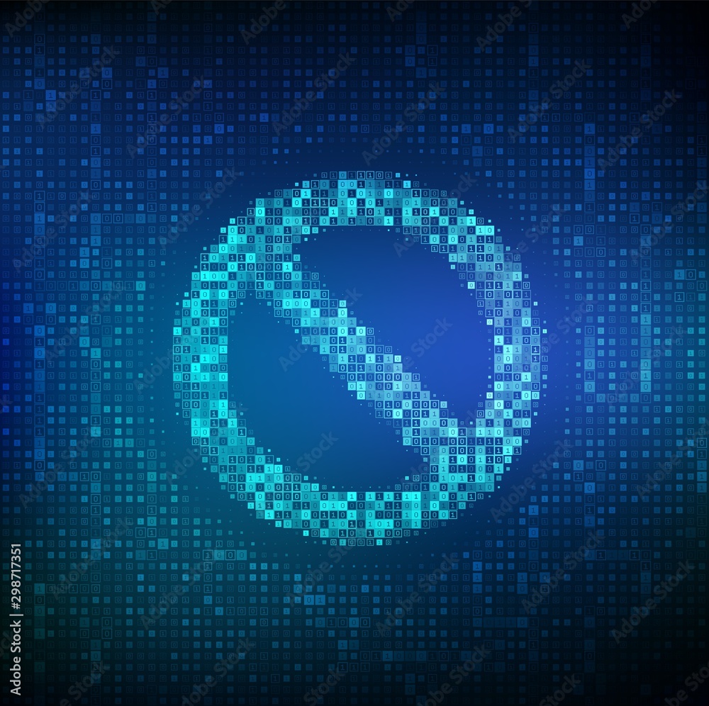 Forbidden sign made with binary code. Banned. Prohibition sign. Stop ...