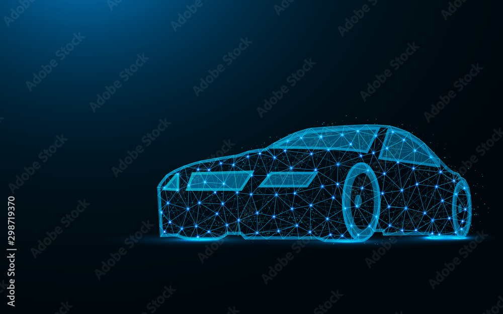 Car low poly design, transport abstract geometric image, driving ...
