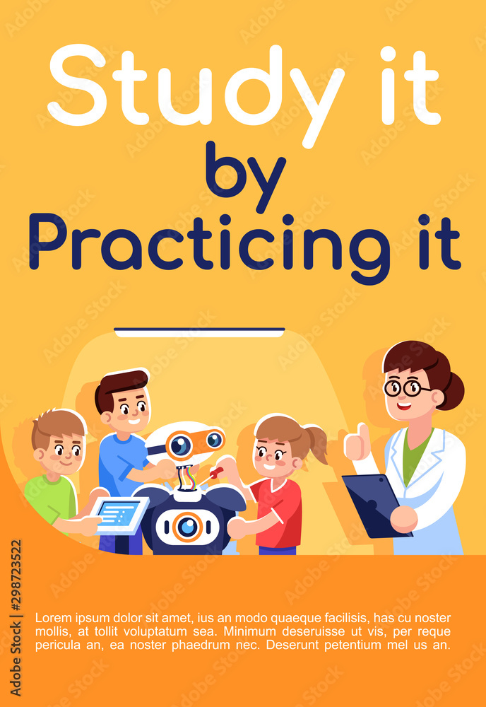 Study it by practicing it poster vector template. Kids robotics club ...