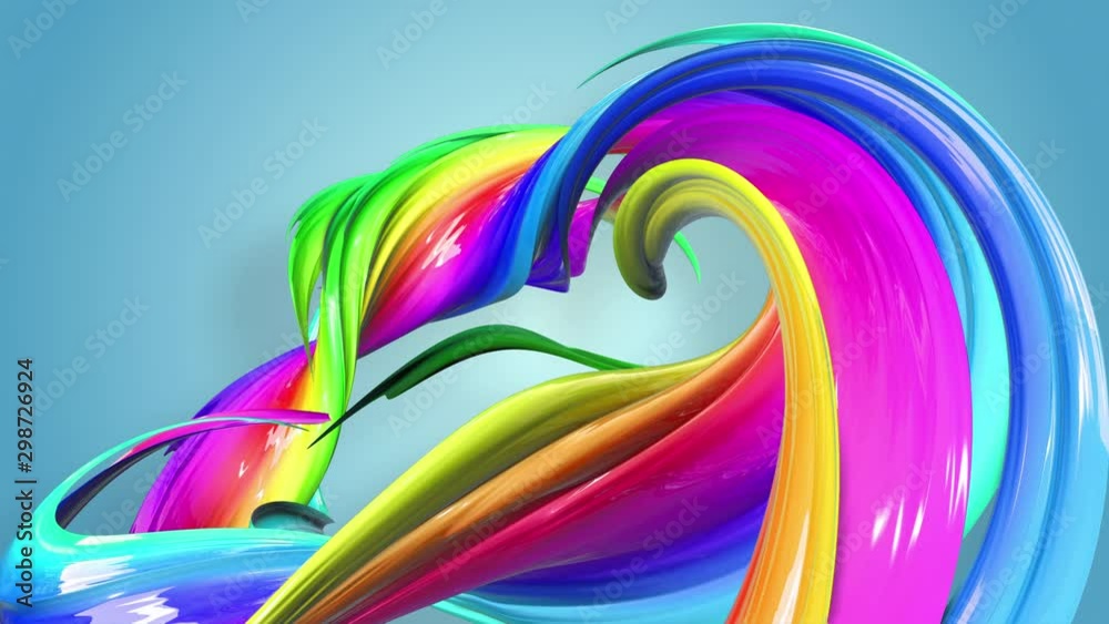 Fantastic beautiful ribbons of rainbow color twisted and bent, colorful ...