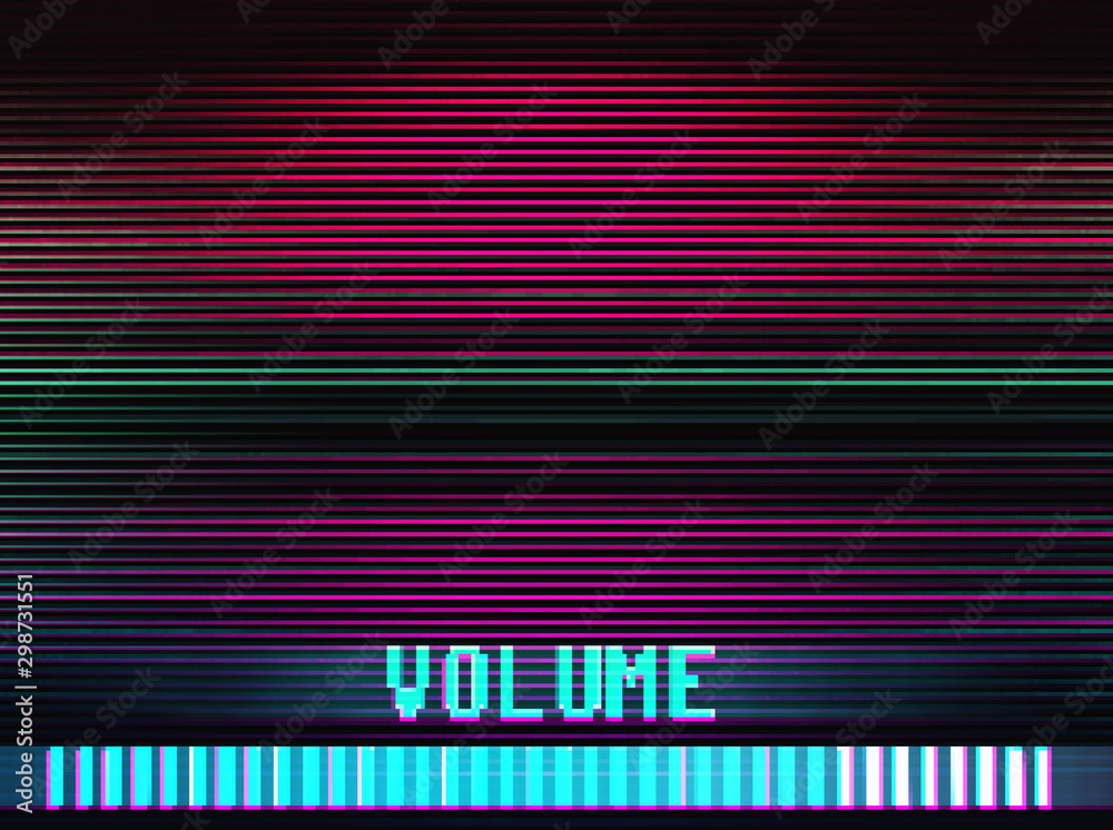 Retrowave volume bar on tv texture background Stock Illustration ...