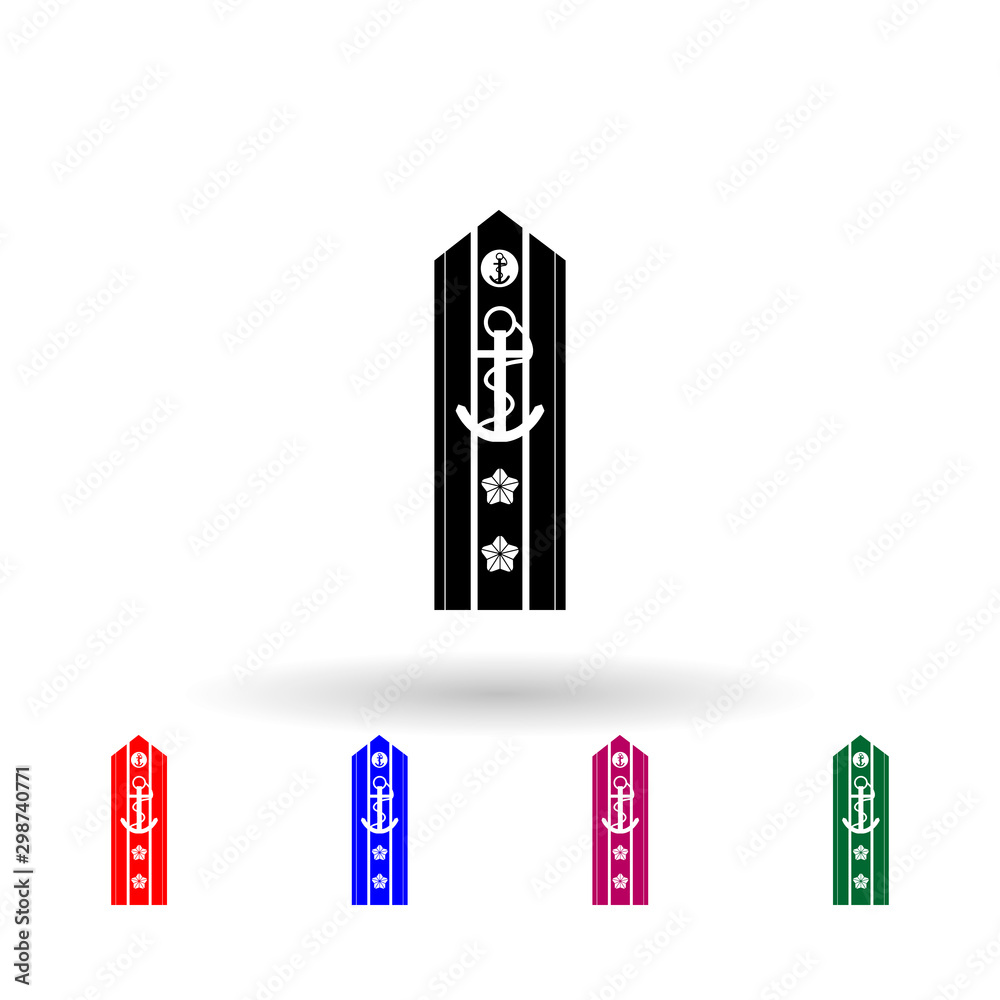 Japan rear admiral military ranks and insignia multi color icon. Simple ...