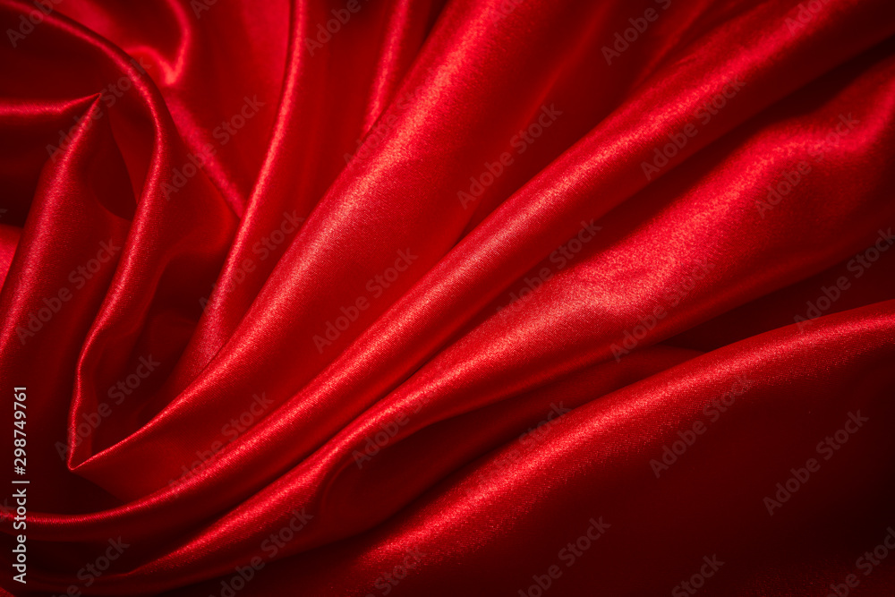 Luxury red satin smooth fabric background for celebration, ceremony ...