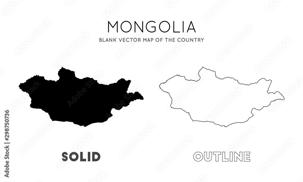 Mongolia map. Blank vector map of the Country. Borders of Mongolia for ...