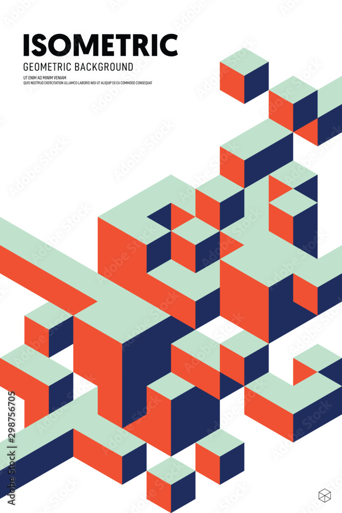 Abstract isometric geometric shape layout design template poster ...