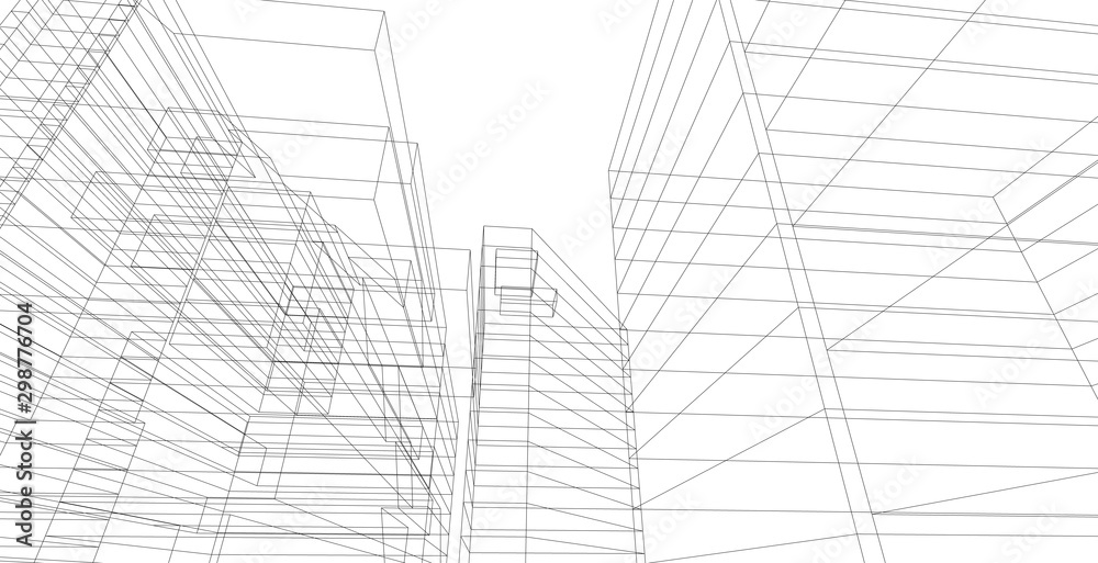 Modern architecture wireframe. Concept of urban wireframe. Wireframe ...